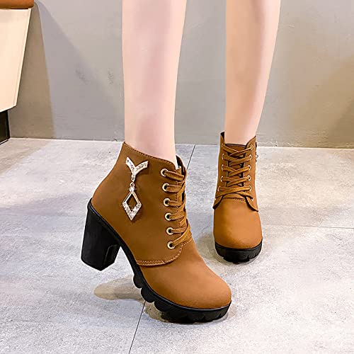 FASDNENDYS Women Shoes Thick High Heel Nude Boots Leather Boots Fashion Thick Heel Women Leather Cutout Boots