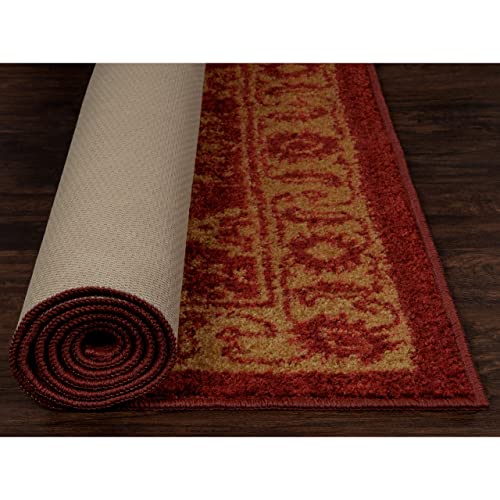 Maples Rugs Georgina Traditional Area Rugs for Living Room & Bedroom [Made in USA], 5 x 7, Red/Gold