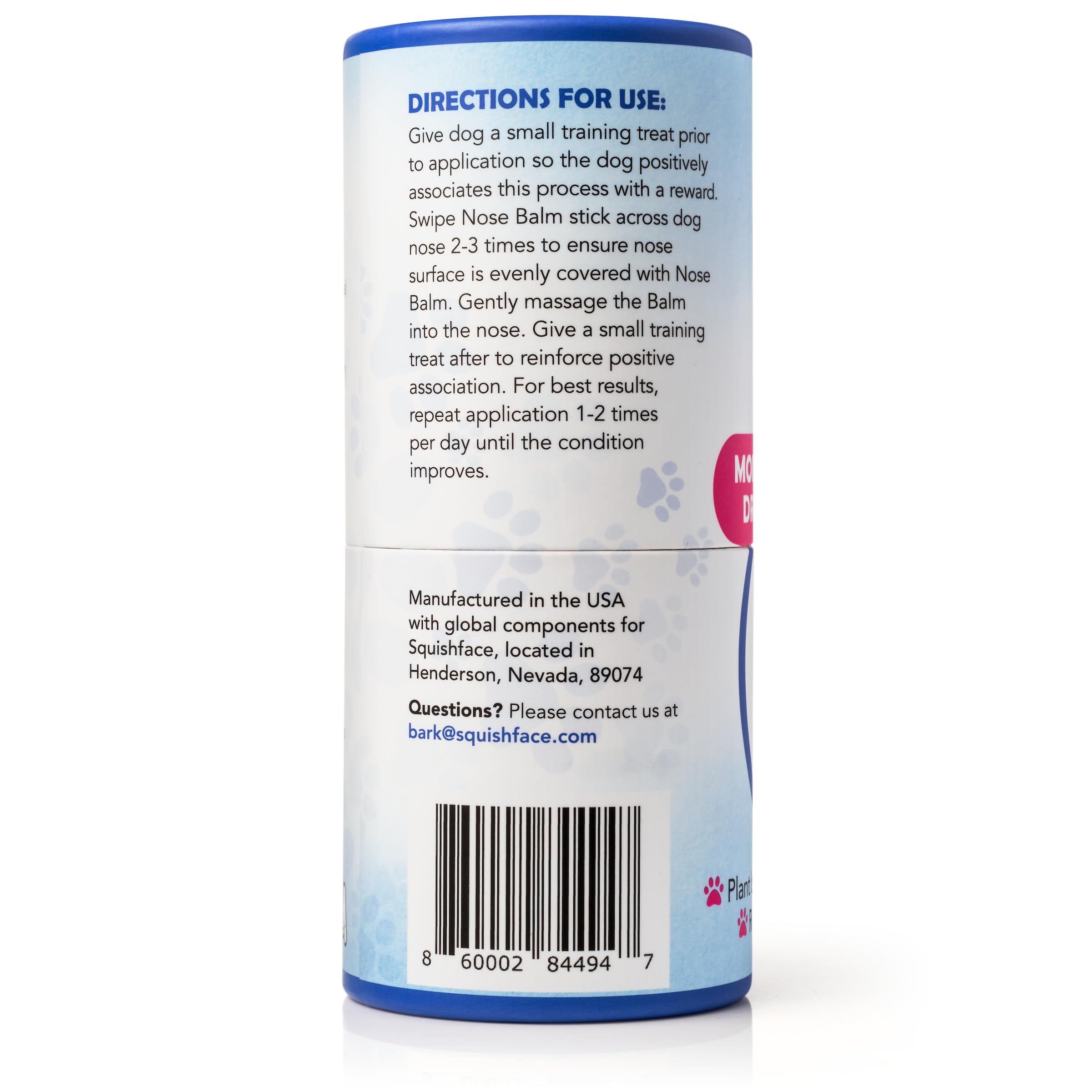 Squishface Nose Balm - Soothe & Protect Dry, Cracked Dog Snouts - Plant-Based, Lick-Safe Formulation to Aid in Relief of Hyperkeratosis - Great for All Breeds! (1.75 oz)
