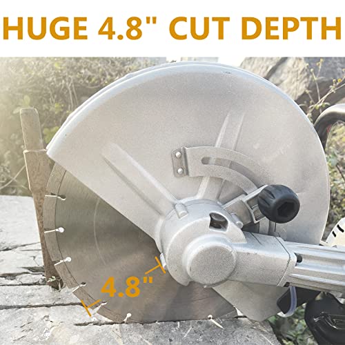 HIGOSPRO 1300W 4.8" Cut Depth and 2 Stroke Gasoline Grinder With Bag 14 Inches Concrete Saw Gas Powered Cut-Off Saw with EPA 51.7cc, petrol concrete saw with Diamond Blade