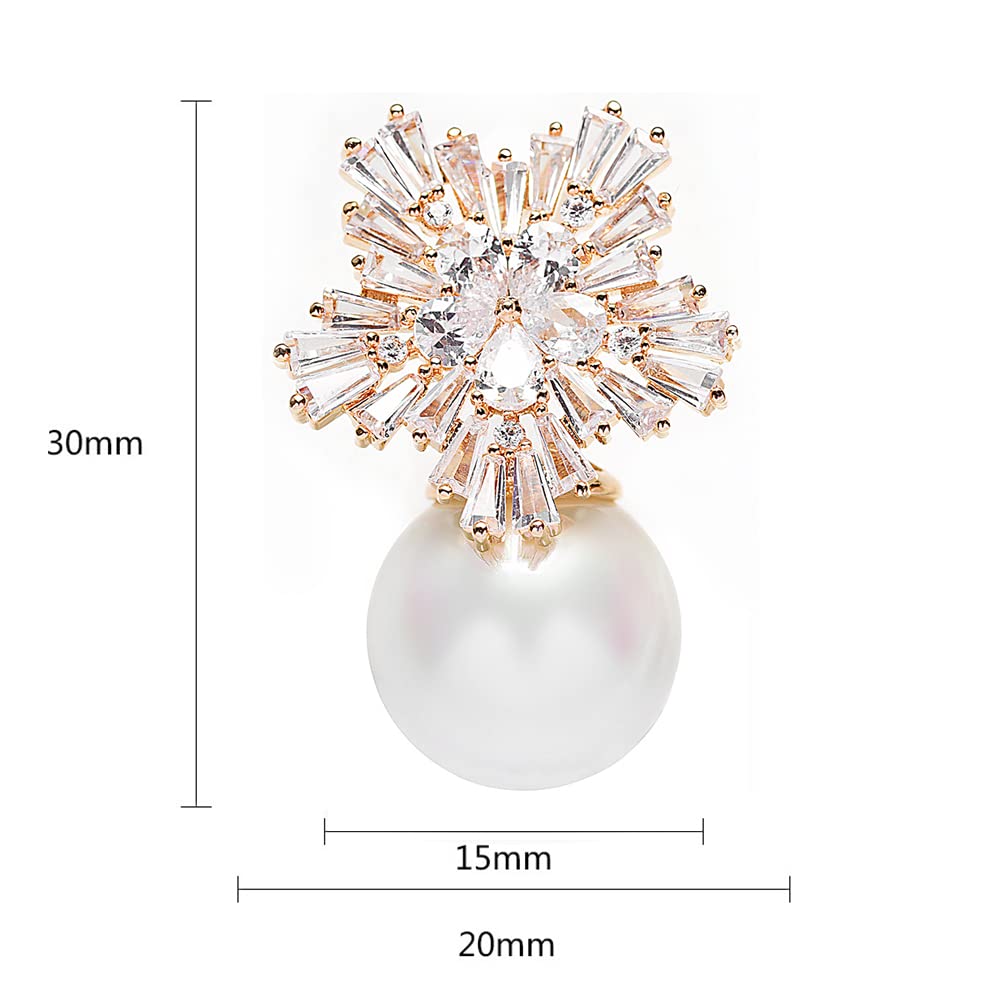 Fashion Chic Simulated Pearl Studs Snowflake Earrings For Women (Gold)