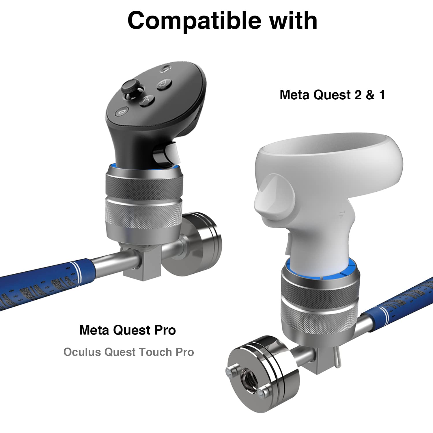 Golf Club Attachment for Meta Quest Pro 2022 Version - 90 Degree Aluminum Golf Club Adapter Compatible with Oculus Quest 2 and 3, Realistic Grip VR Handle Accessory with Adjustable Weighted (Right)