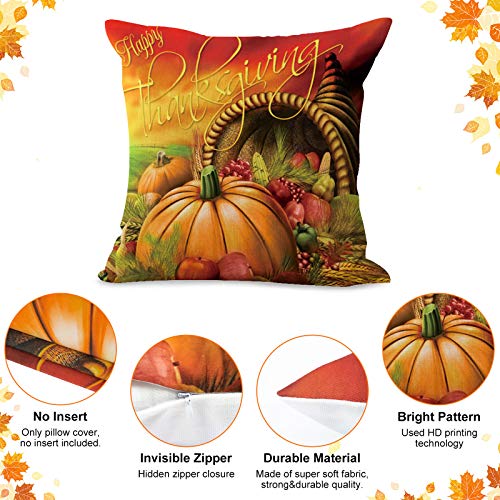 Evoio Fall Pillow Covers 18 x 18 Inch Set of 4 Couch Throw Pillow Cases, Fall Decor for Home, Thanksgiving Decorations Sofa Cushion Pillow Covers