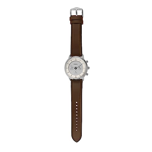 Fossil Men's Neutra Gen 6 Hybrid 44mm Stainless Steel and Leather Smart Watch, Color: Silver, Brown (Model: FTW7073)