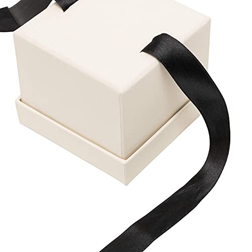 Noble Piano Wood Ring Box - Luxury Engagement Ring Box for Proposal Ring or Special Occasions - Comes with a Two Piece Packer and Ribbon (Black)