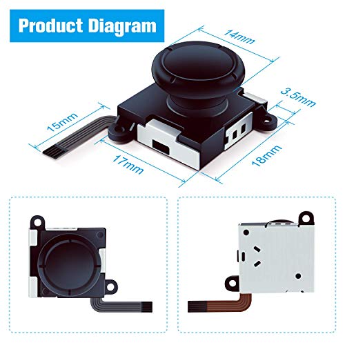 DIGIFORCE 2 Pack Joycon Joystick Replacement for Nintendo Switch lite, Joycon Repair Kit for Switch (Tri-Wing, Cross Screwdriver, Pry Tools, Magnetic Pad & 2 Thumbstick Caps)
