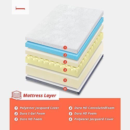 PrimaSleep King Mattress, 10 Inch Gel Memory Foam Mattress, Gel Infused for Comfort and Pressure Relief, CertiPUR-US Certified, Bed-in-a-Box, Medium Firm, Grey, King Size