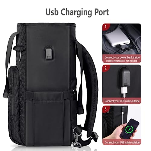 LAFARBE 17 Inch Laptop Backpack for Women Men Business Travel Work Tote Bag, Large Convertible Casual Daypack with USB Charging Port & RFID Pockets, Wide Open College Backpack, Black