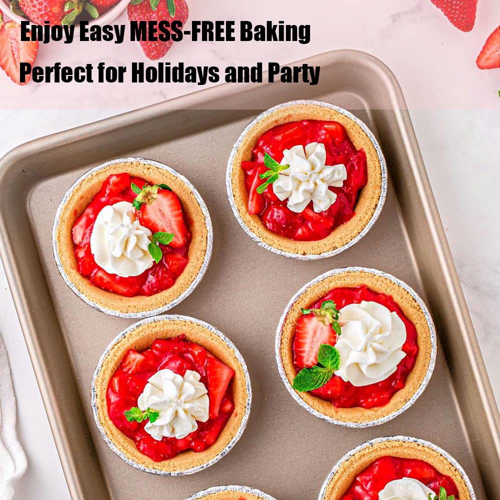 LOYUDEQIU 5 Inch Aluminum Foil Mini Pie Pans - Disposable Small Pie Tins For Bakeries, Cafes, Restaurants - Durable Mini Foil Pans for Pie, Fruit Tarts, Quiche (50, 5 Inch)