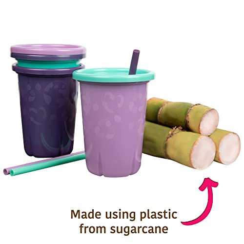 The First Years GreenGrown Reusable Spill-Proof Straw Cups β Toddler Straw Cup β 6 Pack β Purple/Teal