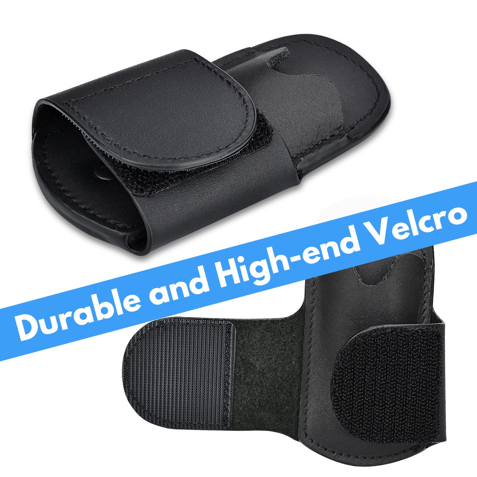 Healvaluefit Stethoscope Holder Genuine Leather for Littmann, Stethoscope Holder Hip Clip with Velcro, Stethoscope Clip for Scrubs, Stethoscopes Accessories Fit for MDF, ADC, EKO (Black)
