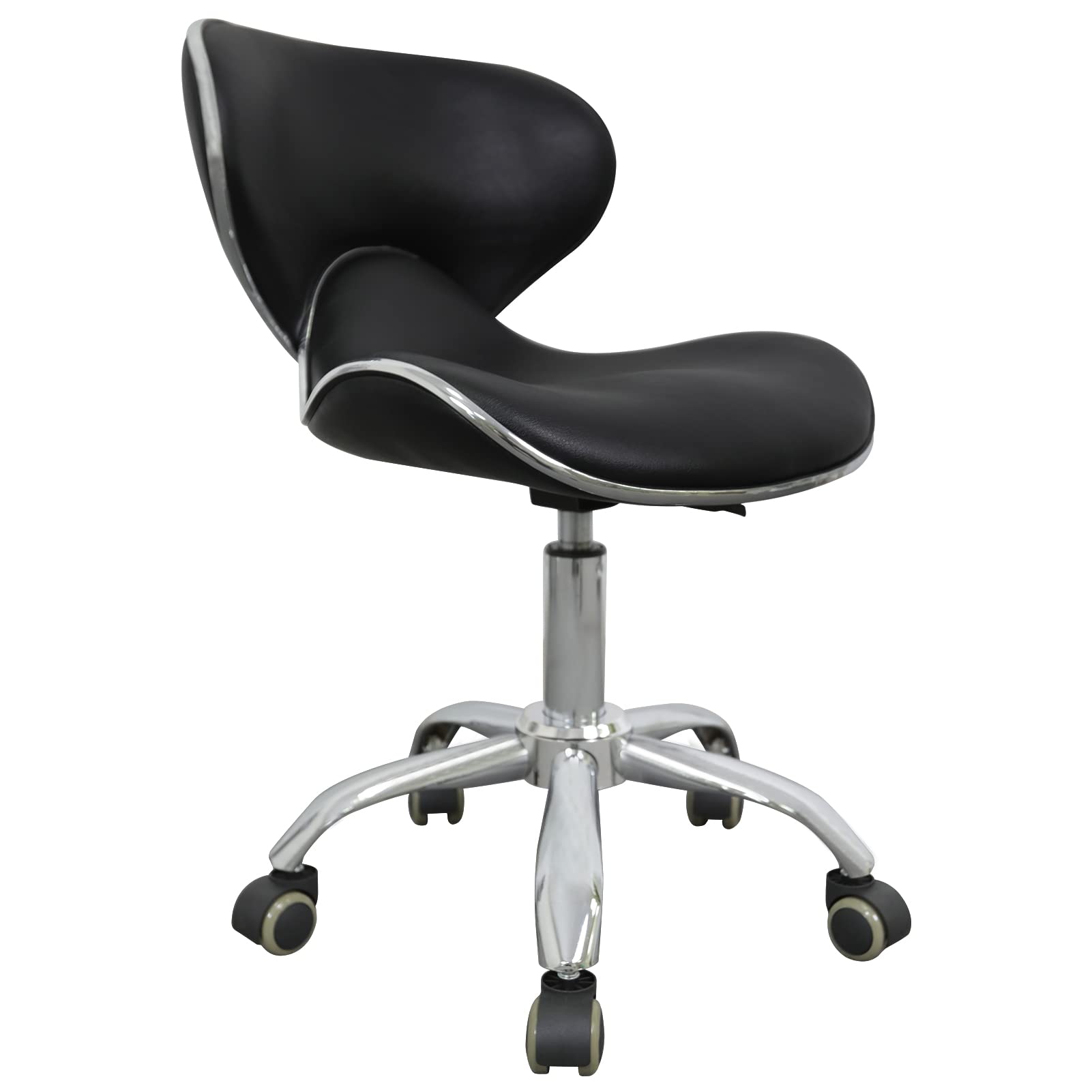 Height Adjustable Saddle Rolling Chair with Backrest Support Dental Stool for Tattoo Beauty Salon Massage Dental Clinic Office