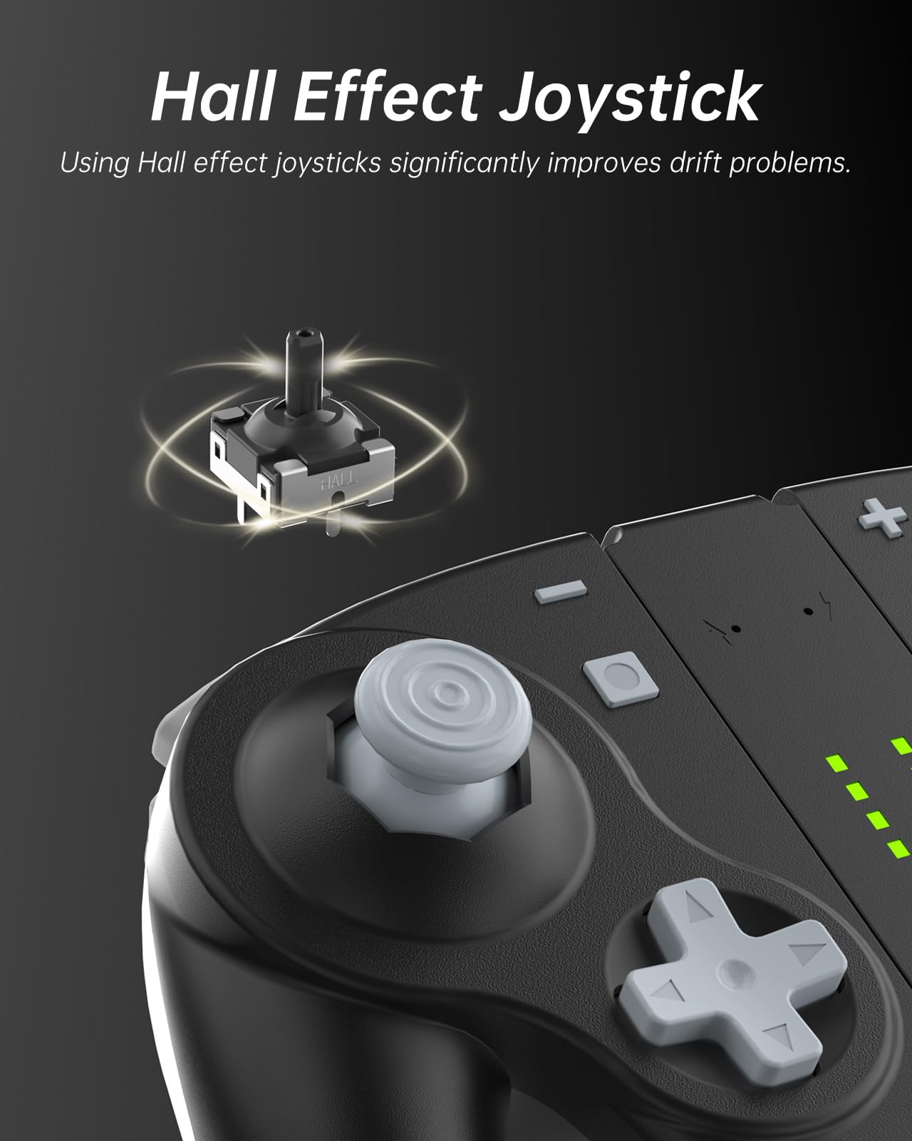 DOYOKY Hall Effect Joypad Retro Gamecube Style Wireless Controller for Switch/Switch OLED, Switch Controllers with Hall Effect Joystick/Replaceable Thumbsticks/Map Button/Turbo/6-Axis/Vibration(Black)