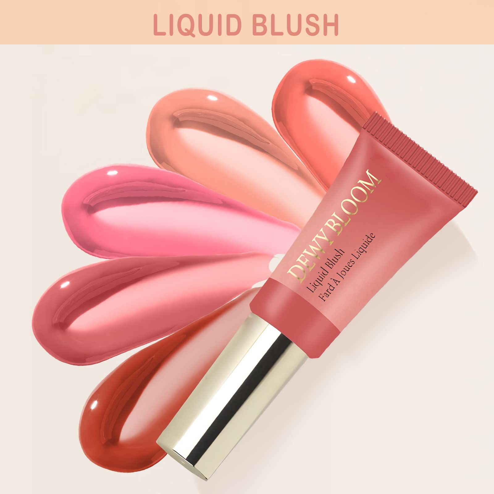 Makeup Liquid Blush Beauty Wand, Soft Cream Blush Stick for Cheeks & Lips with Cushion Applicator, Natural-looking Cheek Tint Blush Dewy Finish, Long-wearing, Weightless Easily Blendable Blush Liquid (103 Rosa)