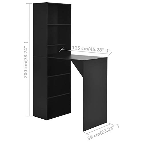 YITHOPI Fast delivery-Bistro Bar Table Rectangular Bar, Kitchen, Pub Dining High Table, with Cabinet Black 45.28"x23.23"x78.74"