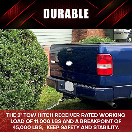 YIYITOOLS 2" Tow Hitch Receiver with 5/8" Screw Pin,3/4 Shackle,45000Lbs Break Strength Heavy Duty Receiver Kit Fit for Vehicle Recovery Off-Road