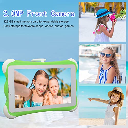 FOTABPYTI Kids Tablet, Eye Protection Support WiFi Bluetooth FM 3 Card Slots 128GB 7 Inch Expandable Storage Tablet for Home (US Plug)