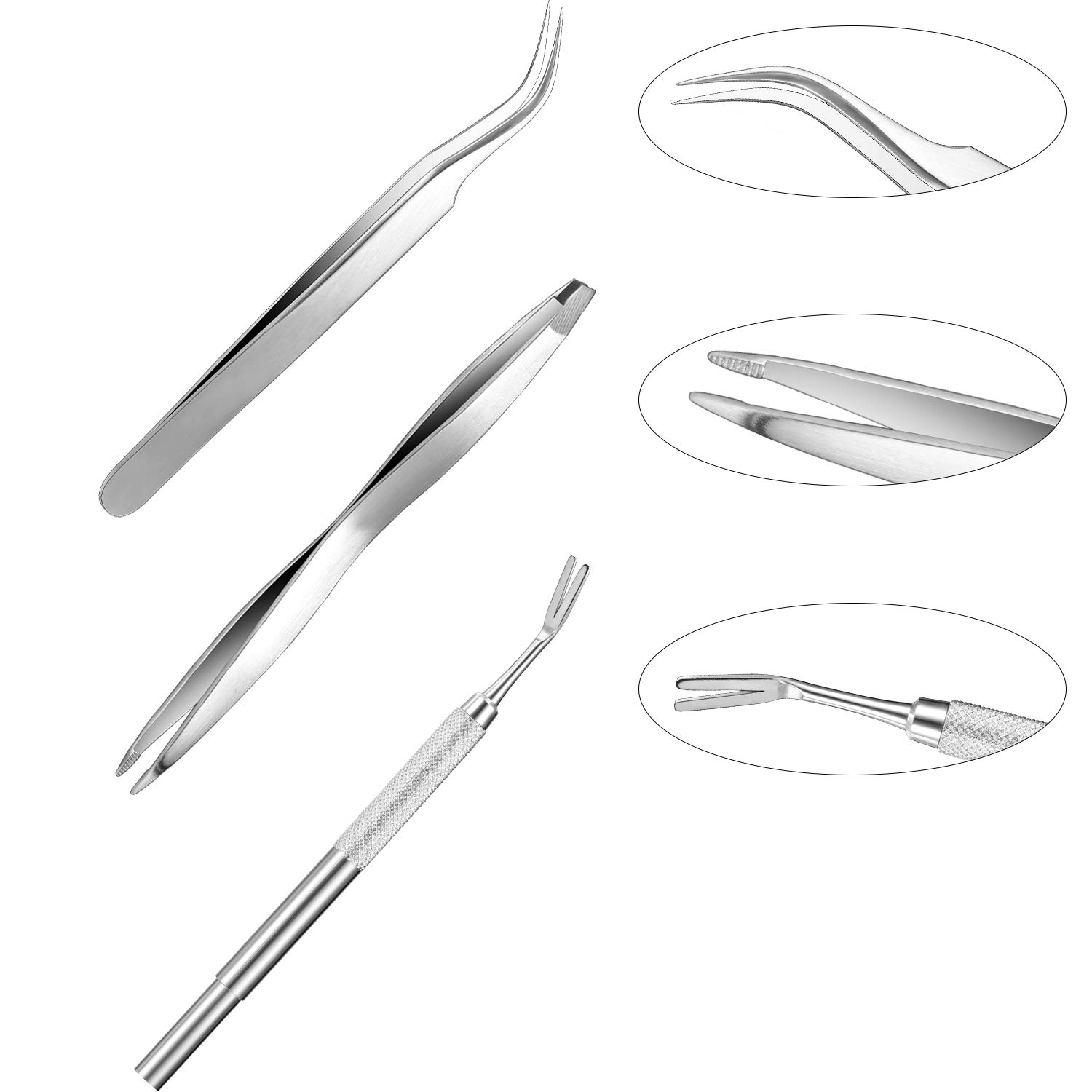 Tick Removal Tool Kit, Include 3 Pieces Plastic Removers, 3 Pieces Stainless Steel Tweezers with Comb for Dog and Cats (Fluorescent Green)