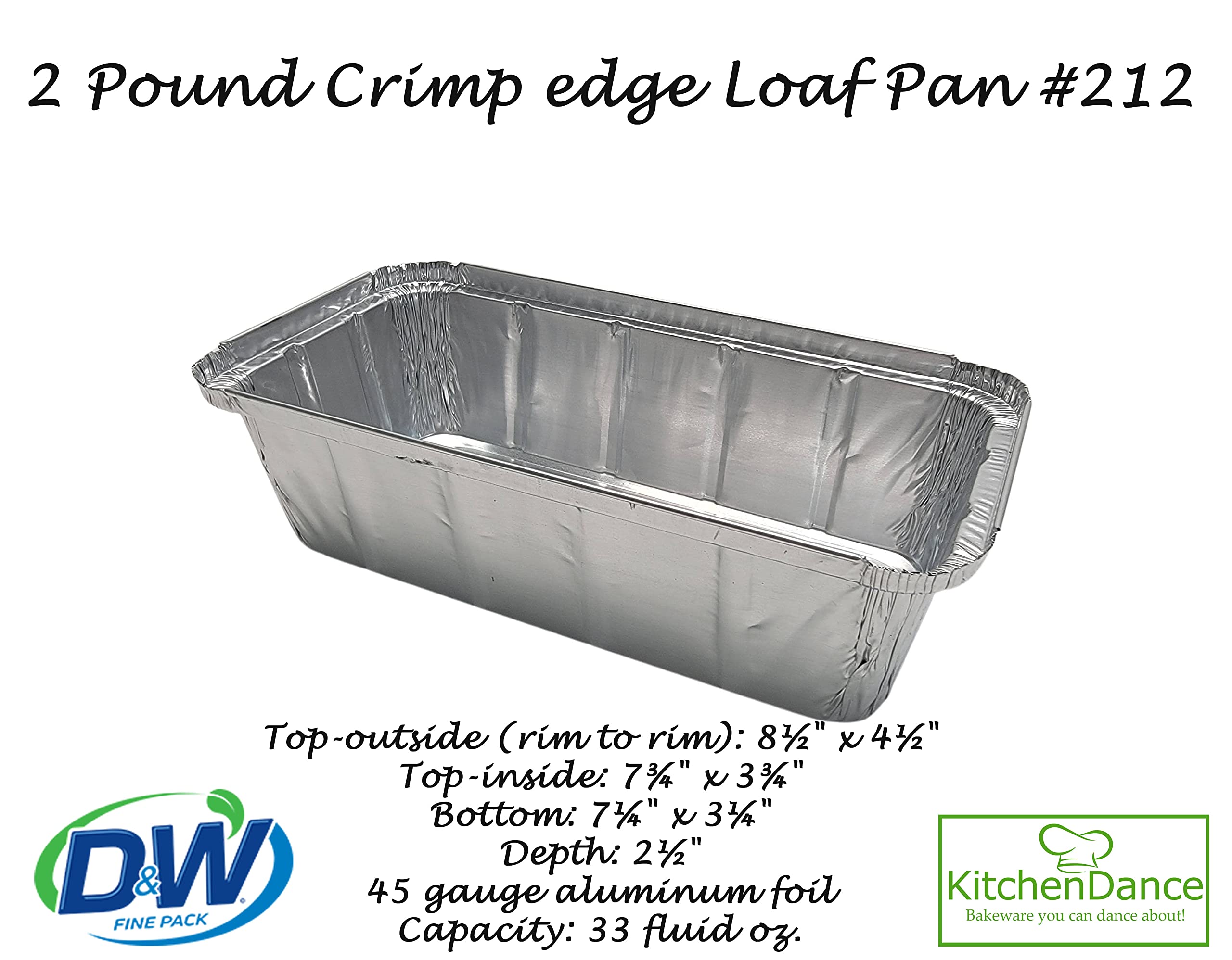 D&W Fine Pack Disposable 2 lb. Aluminum Foil Closeable Loaf Pan with Board Lid - 33 Ounces - Perfect for Baking Breads, Cakes, Food (Pack of 500)