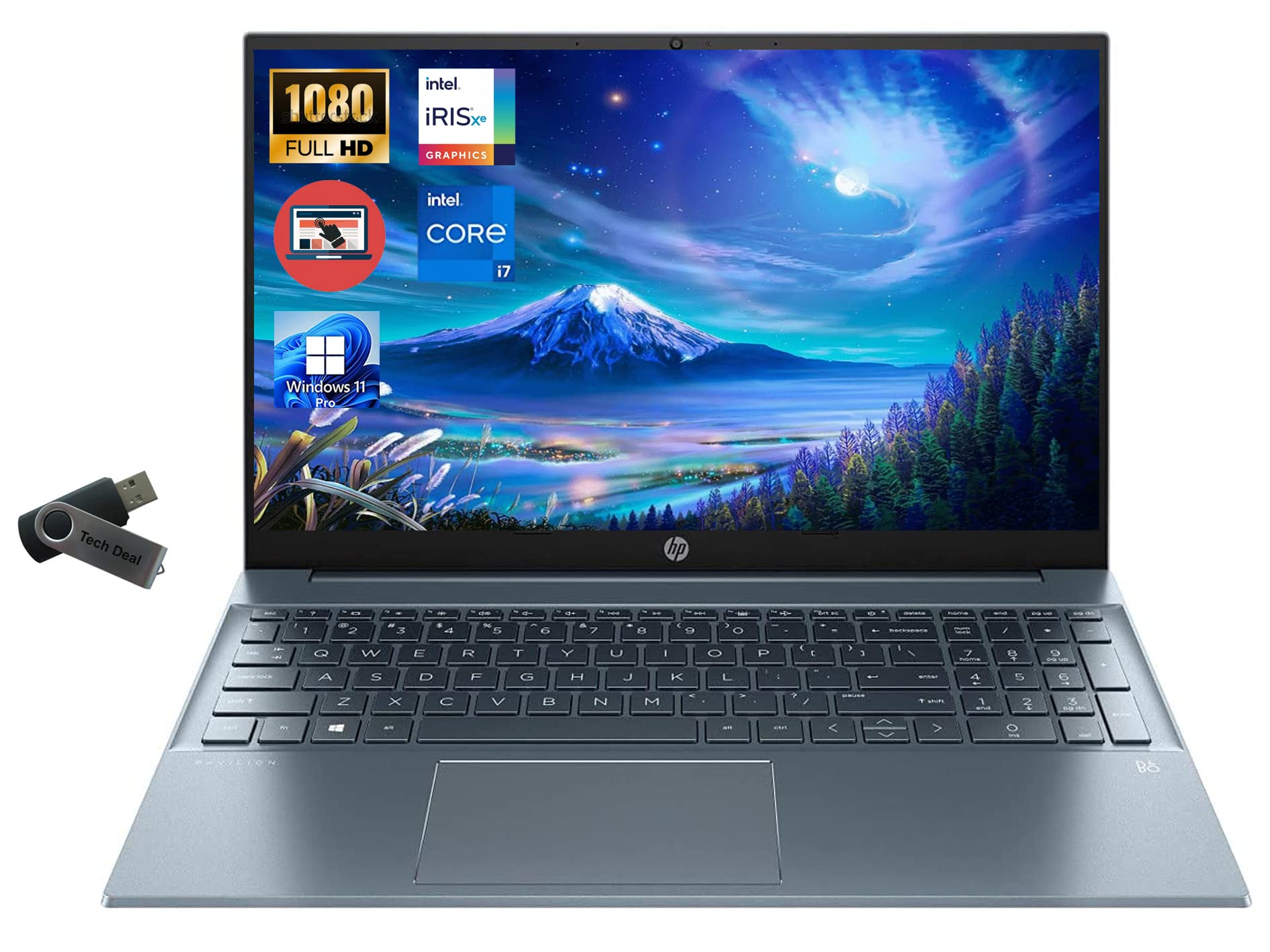 HP Pavilion 15.6'' FHD Touchscreen Business Laptop, 11th Gen Intel Core i7-1195G7 Processor, Windows 11 Pro, 32GB RAM, 1TB SSD, Wi-Fi, HDMI, Backlit Keyboard, Free 32GB USB