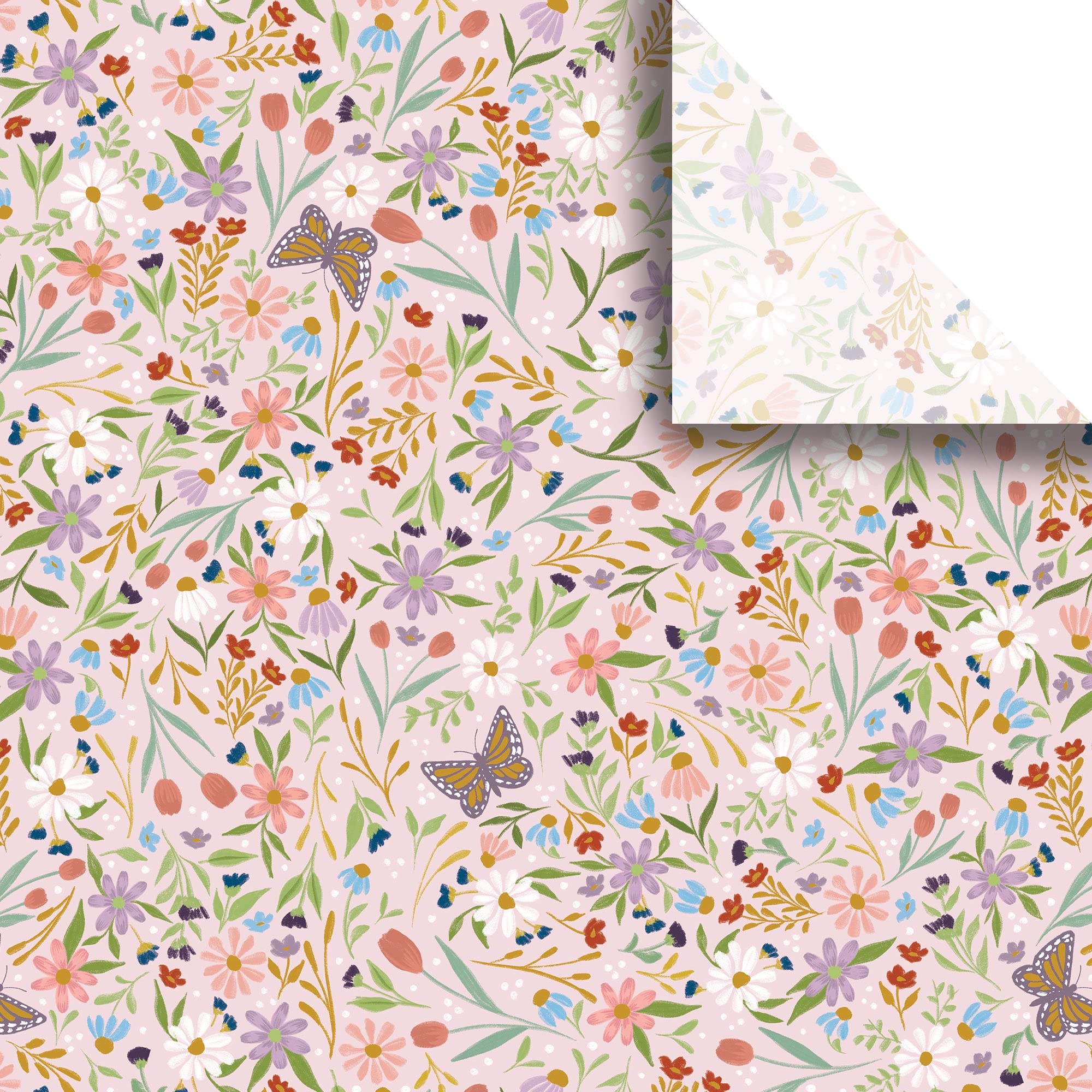 JILLSON & ROBERTS Printed Unfolded Gift Tissue 20" x 30" for Birthdays, Wine Bags, Weddings, Delicate Floral, 240 Sheets