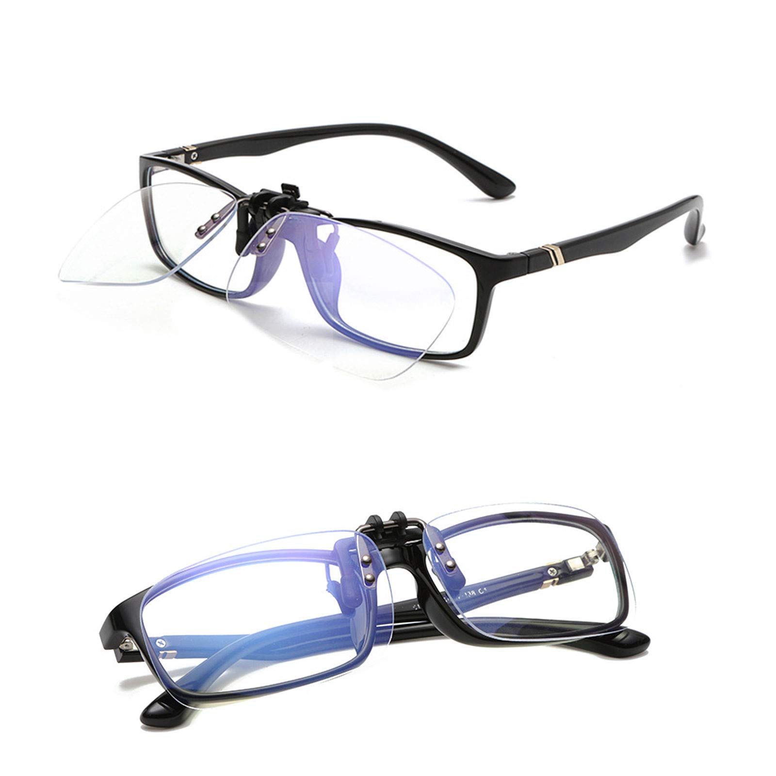 FF FRAZALA Clip On Blue Light Blocking Glasses Over Prescription Glasses Unisex Anti Blue Ray Glasses for Eye Protection (Two Pack)