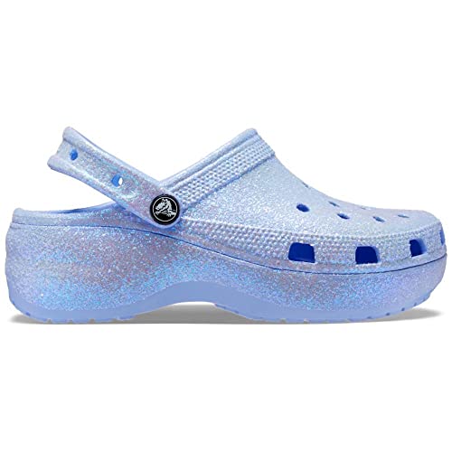 Crocs Women's Classic Platform Glitter Clog, Moon Jelly, 8