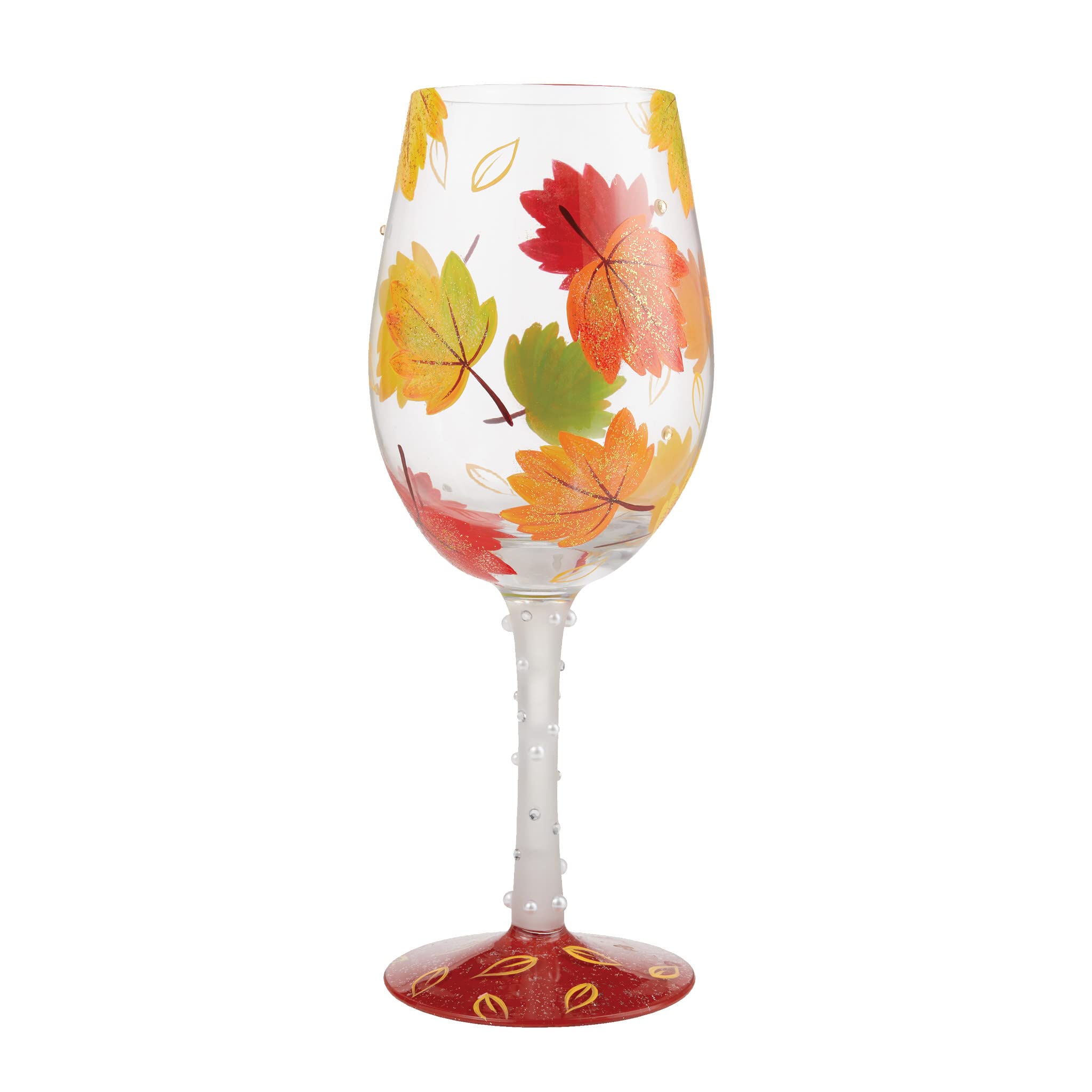 Enesco Designs by Lolita Autumn Bliss Hand-Painted Artisan Wine Glass, 15 Ounce, Multicolor