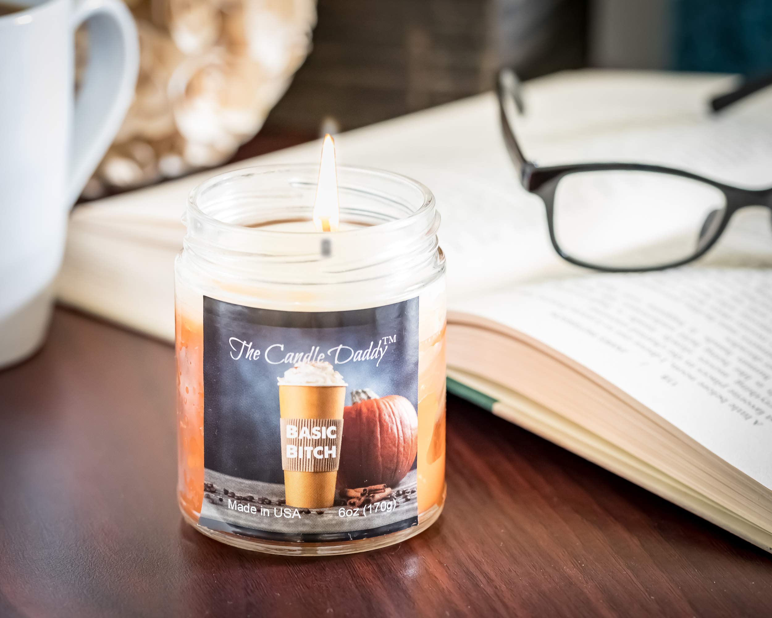 Pumpkin Spice Candle - Halloween Fun and Funny -6 Ounce- 40 Hour Burn - Basic Bitch - Poured in Small Batches in USA