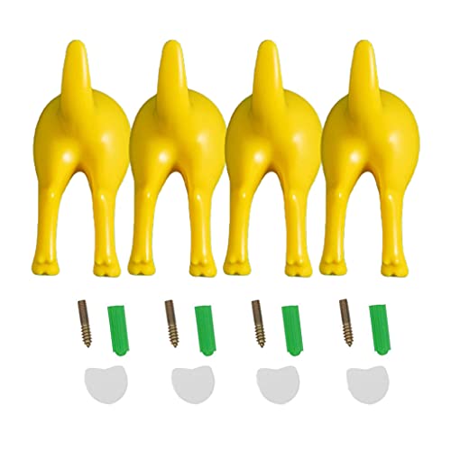 KKirafairy 4Pcs Nordic Plastic Dog Tail Hooks Wall Mounted Coat Hat Key Hanger Decoration