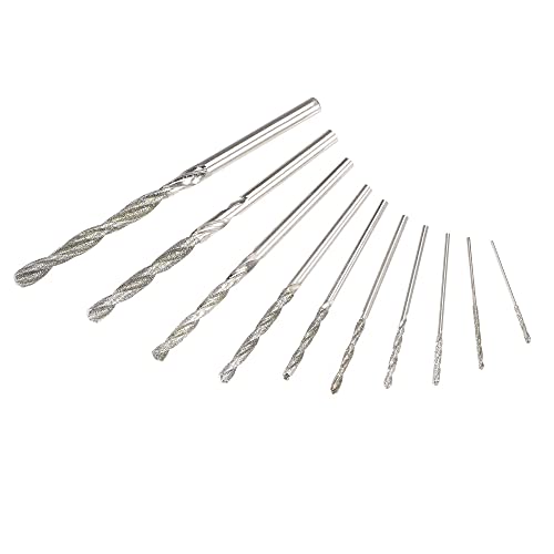 uxcell 0.8mm - 4.0mm Diamond Twist Drill Bit Set High Speed Steel for Glass Seashells Stone Tiles Set of 10pcs