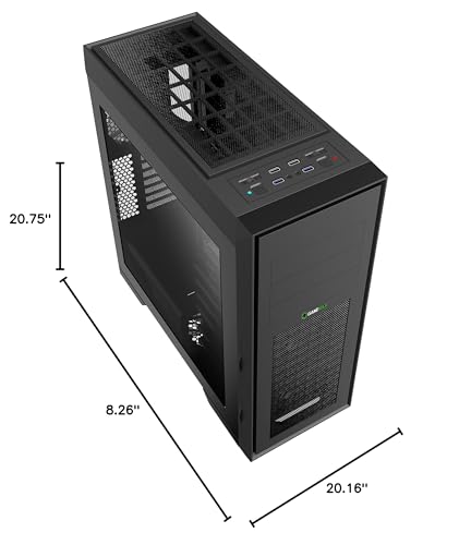 GAMEMAX Full Tower Chassis with Front Mesh Ventilation and ODD and Window Cases, ATX - High Airflow, 3 x LEDs Blue Cooling Fans Included, Black (Master M905)