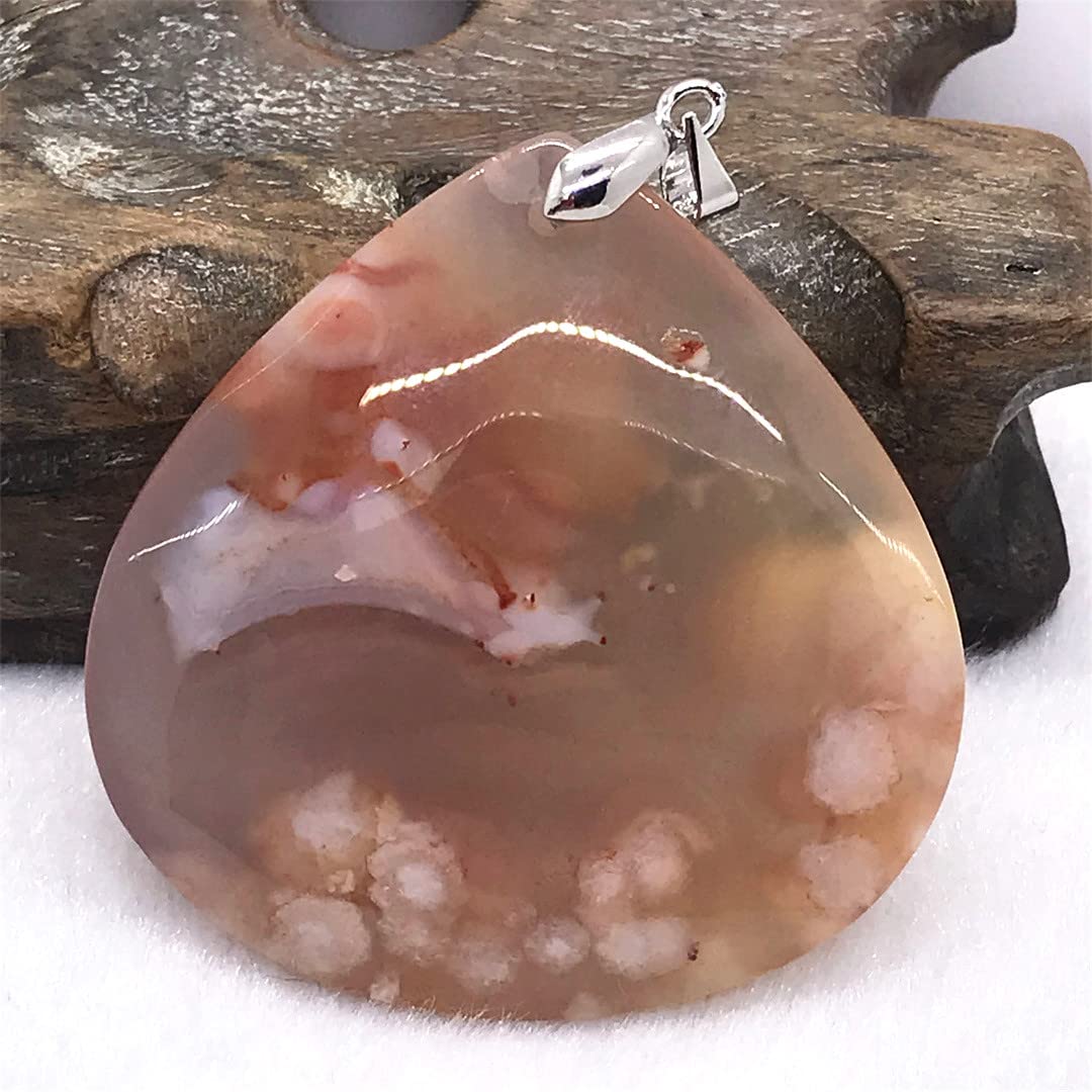 DUOVEKT Natural Cherry Agate Pendant Jewelry For Women Men 45x44x12mm Beads Crystal Stone Sliver Gemstone AAAAA