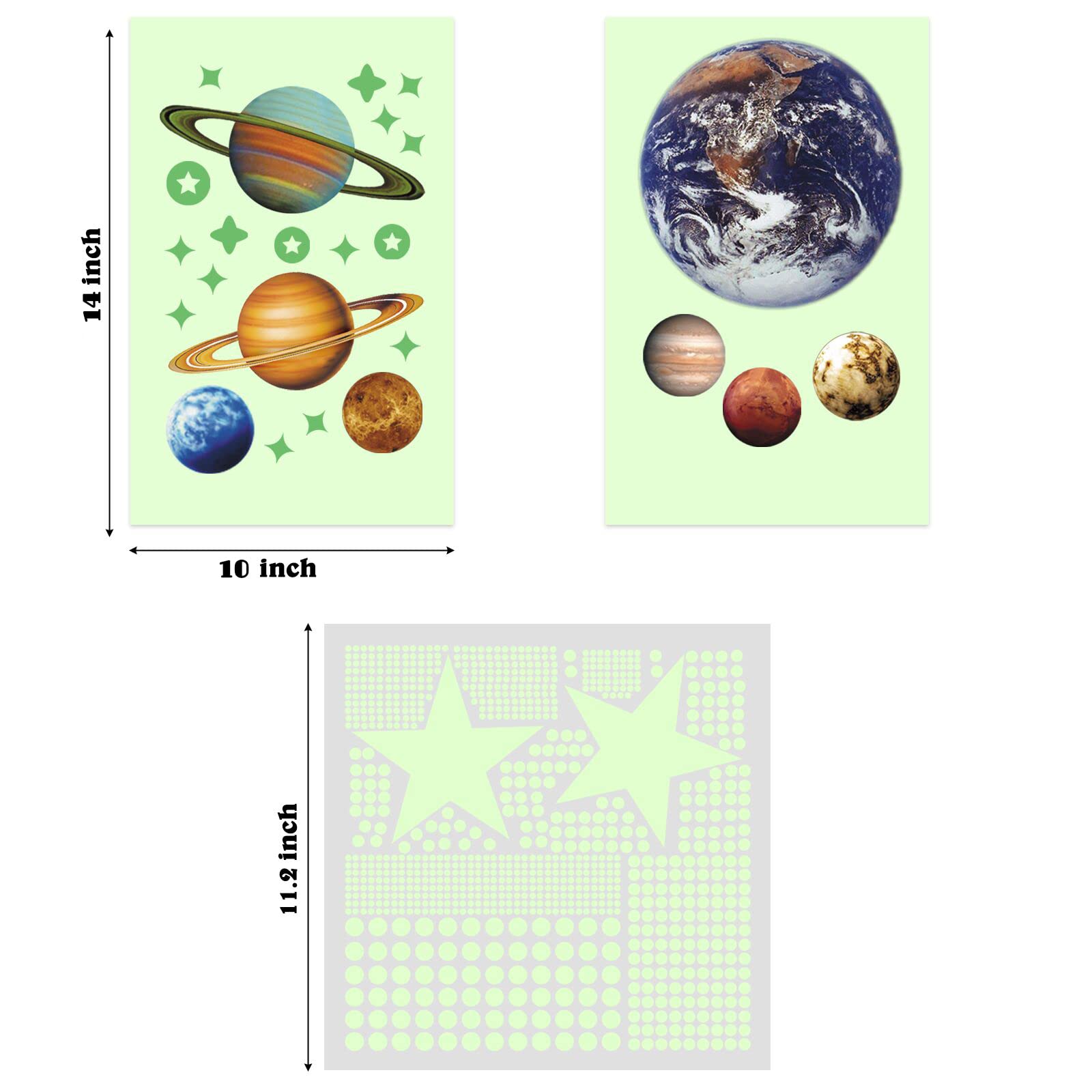 Glow in The Dark Stars for Planets Solar System Wall Stickers Ceiling Stickers Kids Christmas Birthday Gift for Girls and Boys