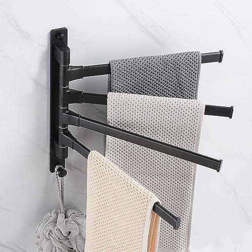 Swivel Towel Rack Hand Towel Bar Bathroom Swing Hanger Towel Rack Holder Wall Mounted Bathroom Corner Hanging Rod(3 Arms)