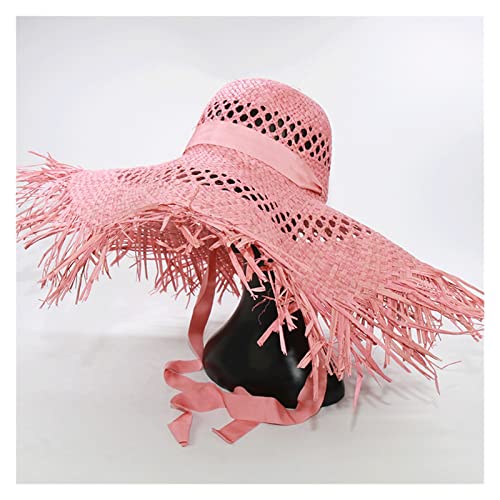 EODNSOFN Ladies Oversized Beach Cutout Hat Colorful Sun Hat Women's Big Brim Holiday Floppy Hat Foldable (Color : A, Size : One Size)
