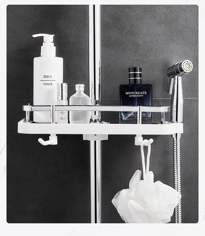 OYNAN Punch-free Multi-function Storage Rack, 2-in-1 Liftable Shower Rack Organizer (Black,Round)