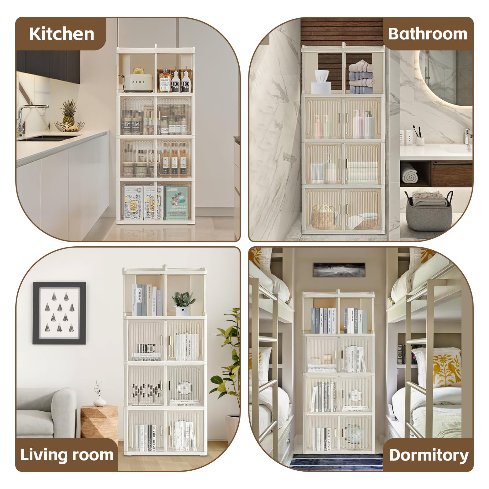 MU TU HD 5 Tier Bookcase with Doors, Floor Standing Bookshelf with Storage, Display Storage Book Shelf Organizer Storage Shelves for Bedroom Bathroom Kitchen