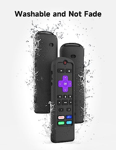Silicone Remote Case for Roku Voice Remote Pro/RCS01R Universal Shockproof Protective Cover for Roku Ultra(2022/2021/2020/2019) Sleeve Skin with Lanyard for Roku Streaming Stick 4K+ Remote(Black)
