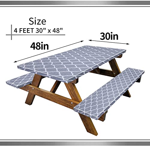 frtzal Vinyl Picnic Tablecloths and Bench Covers, Camping Tablecloth Picnic Pable Bench Covers with Elastic Waterproof Picnic Table and Bench Seat Covers for Outdoor Patio Park