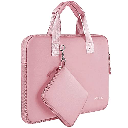 HSEOK Elastic Laptop Case 12.9 13 inch Sleeve Handbag with Small Case for 13 inch MacBook Air/Pro M2/M1, 12.9" iPad Pro 6th/5th/4th/3rd Gen, XPS13 and More 12.9-13 inch NoteBooks - Pink