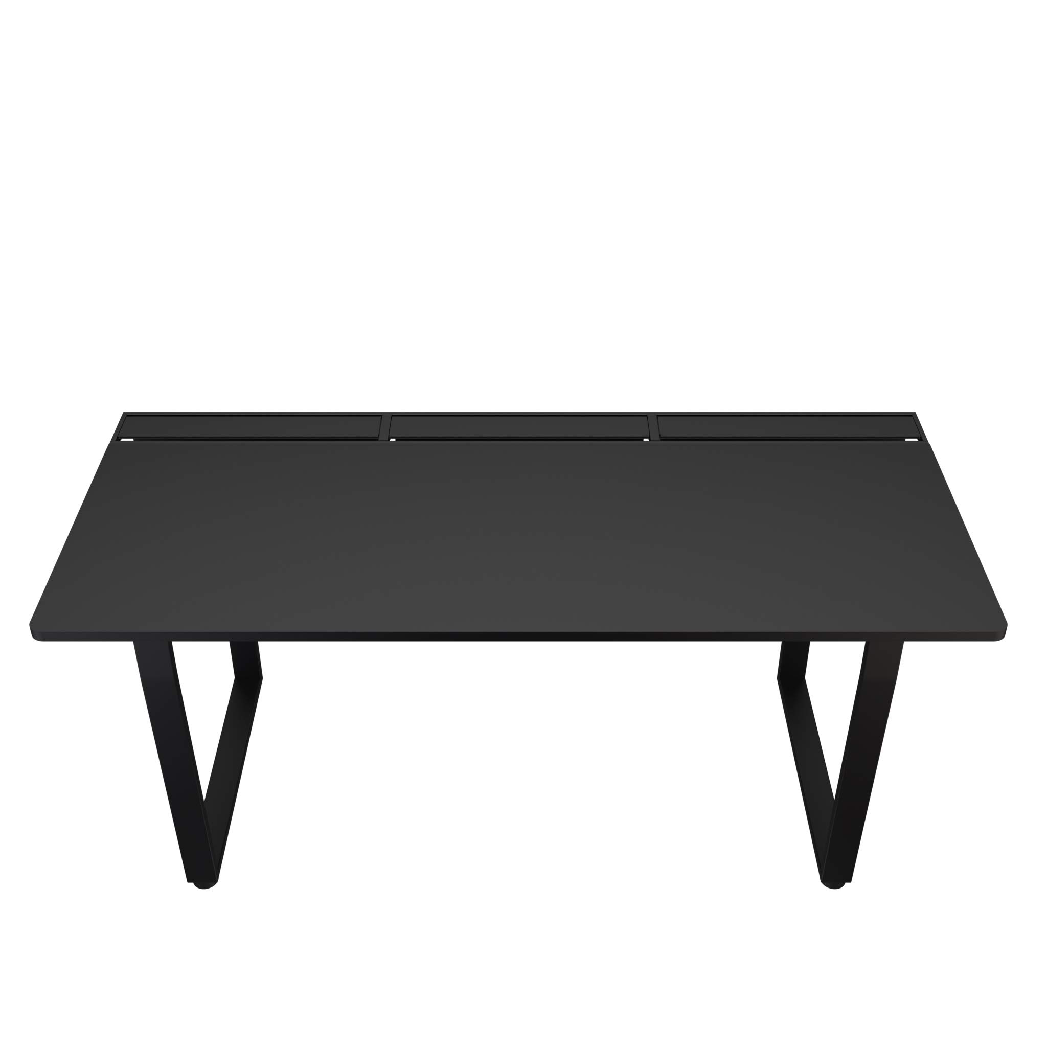 DEZCTOP Bifrost 63W x 28D Gaming PC Computer Desk, Large Workstation for Gamers or Home Office with Reserved Space for Headset/Cup Holders, Cable Management, Stainless Steel Frame (Black) (Black)