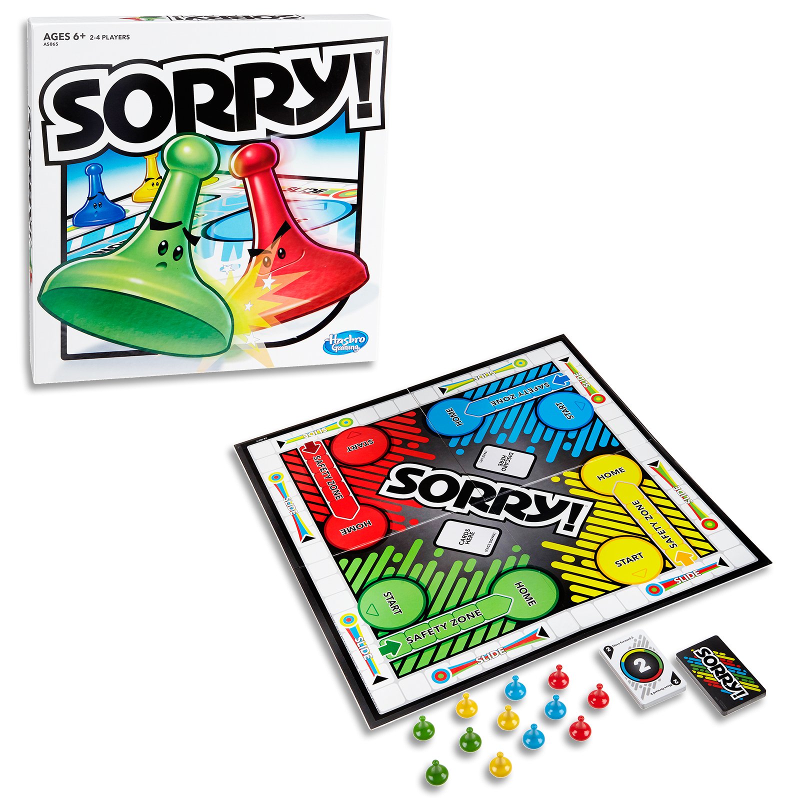 Sorry! Board Game for Kids Ages 6 and Up; Classic Hasbro Board Game; Each Player Gets 4 Pawns (Pawn Colors May Vary) β Amazon Exclusive