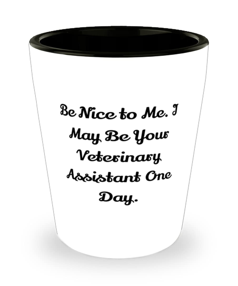 Inspirational Veterinary assistant Shot Glass, Be Nice to Me. I May Be Your Veterinary, Special for Colleagues, Graduation