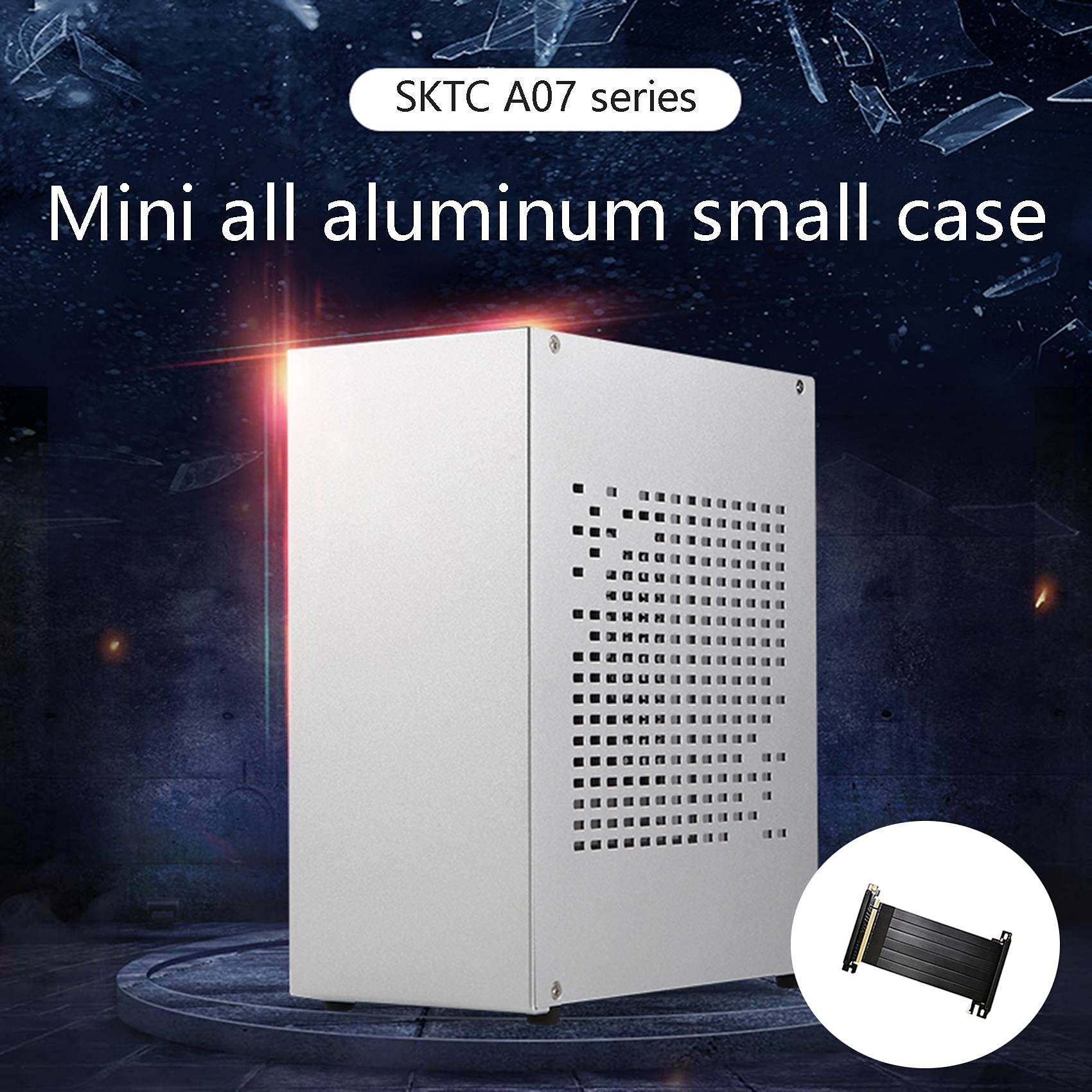 MAKIVI A07 Mini ITX Computer Case Chassis HTPC Case USB3.0 ITX Enclosure with Graphics Card Cable(A)