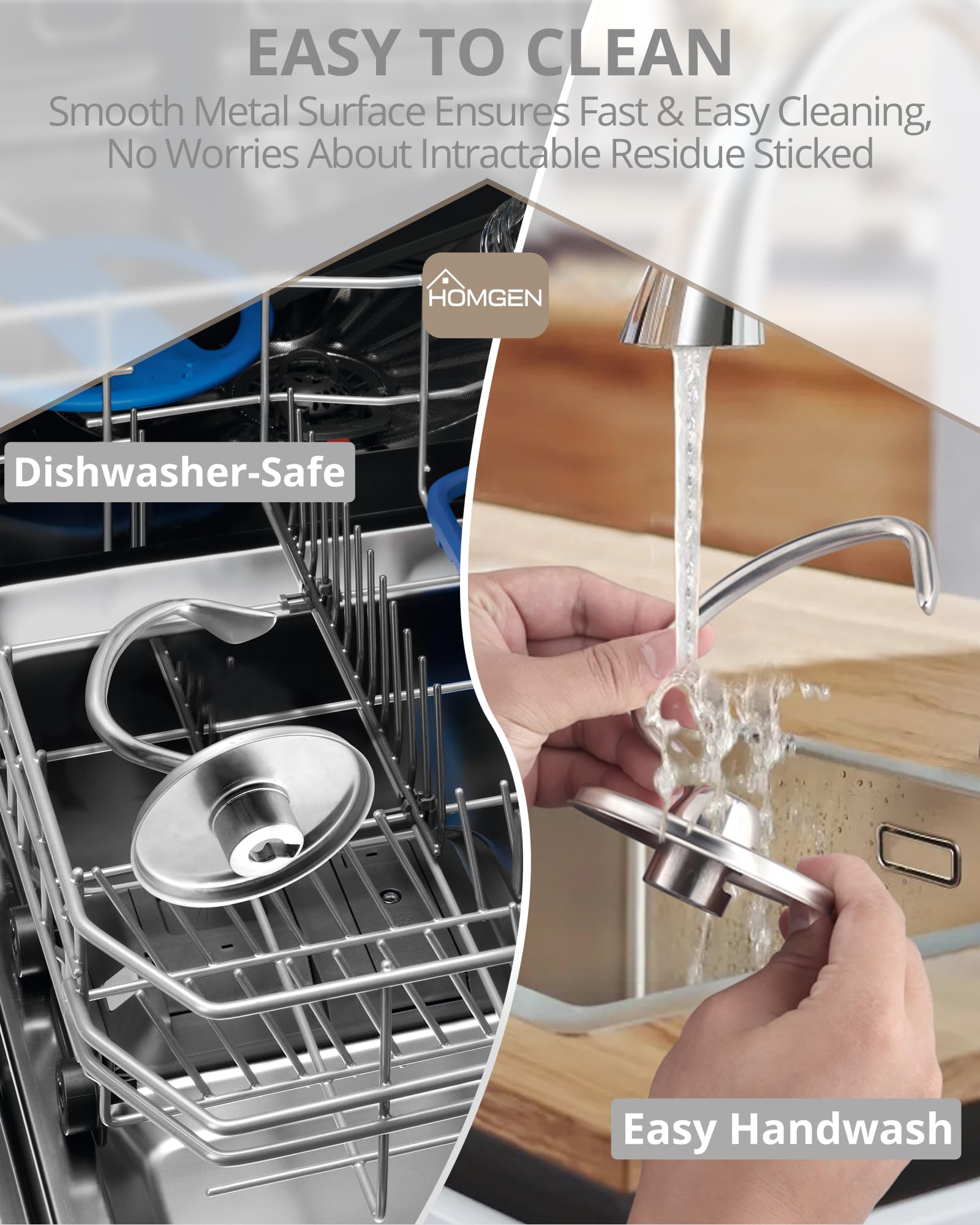 Dough Hook for Kitchenaid Mixer, HOMGEN Original Stainless Steel Spiral Dough Hook Attachment Fit for 4.5-5 QT Bowl Tilt-Head Stand Mixers Rustproof Bread Dough Hook Attachment Support Dishwasher Safe