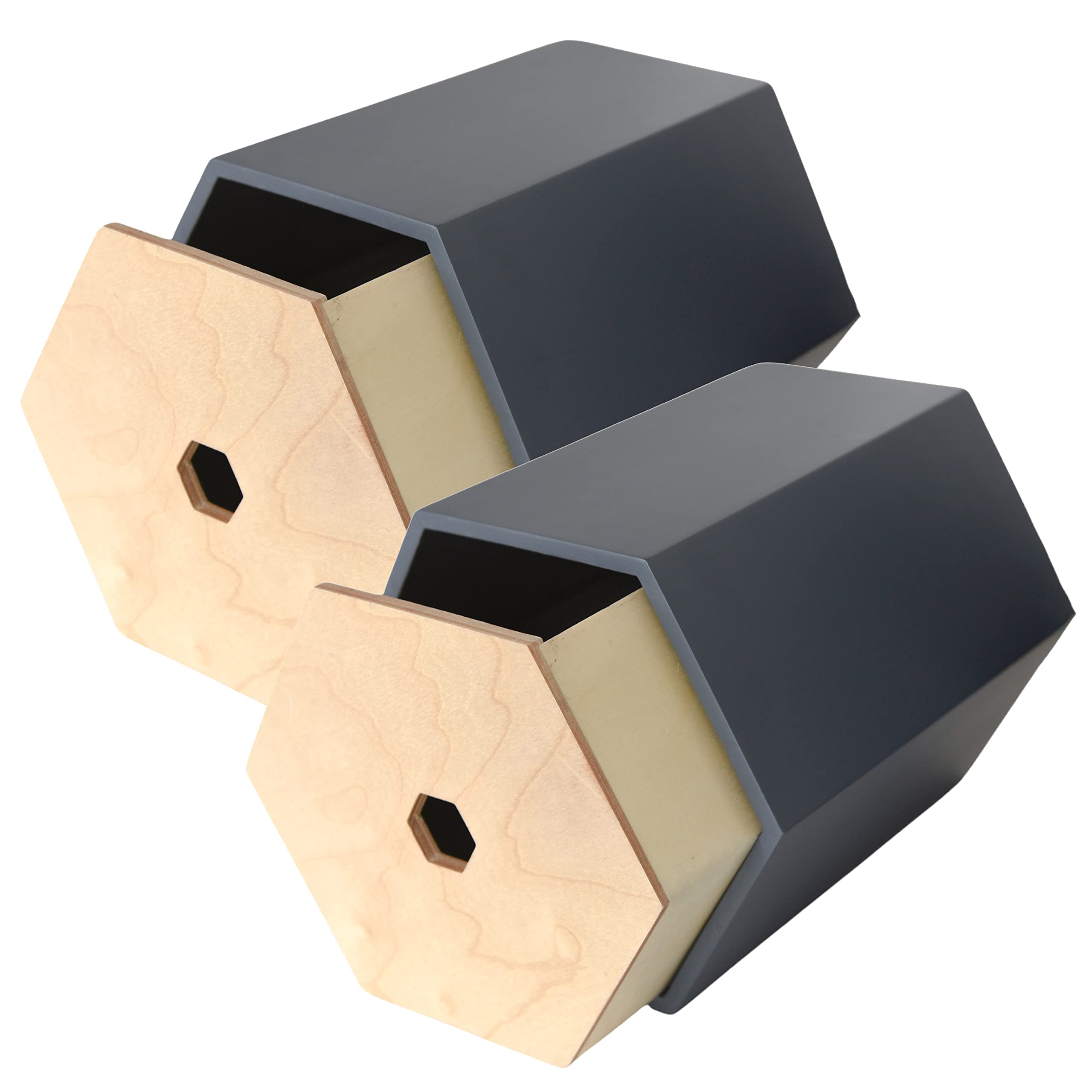 Lineum Furniture HEXA Stackable Storage Drawers | Natural Birch Modern and Attractive Multipurpose Containers for Home and Bath Decor | Includes 2 Individual Stackable Units