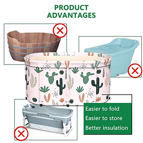 LUCKUP Large Foldable Soaking Bathing Tub Portable Bathtub for Adults Freestanding Non-Inflatable Hot Bath Tub, Thickened Thermal Foam to Keep Temperature Suitable for two person 43βx25βx20β