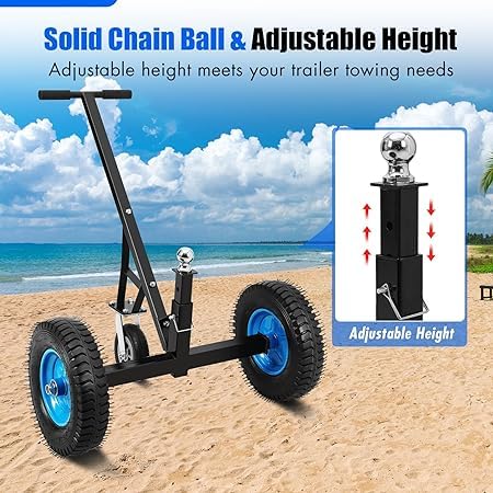 DobleePy Adjustable Trailer Dolly - Capacity Utility Trailer Mover, Multiple-Uses, 1000lbs Tongue Weight, Carbon Steel, 16'' Pneumatic Tires