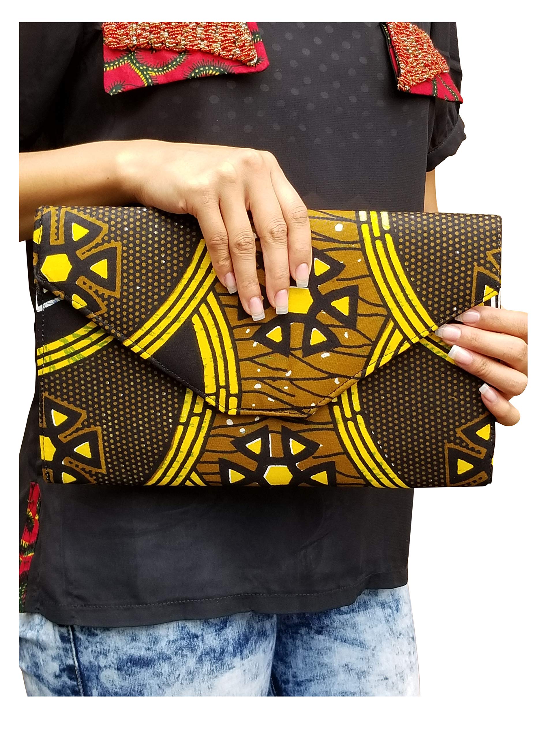 Dupsie's Black and Yellow African Print Clutch Purse